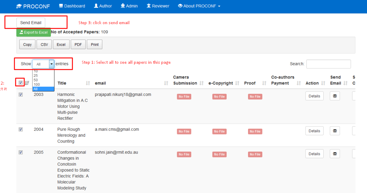How to send email to contact authors of Accepted papers from… – Proconf ...