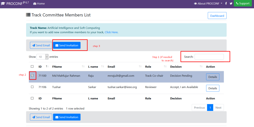 How to send invitation to committee members from Track… – Proconf ...